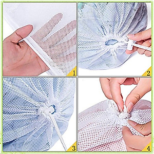 Large Mesh Drawstring Travel Laundry Bag Polyester White 1 Pack Durable,Reusable,Foldable,Heavy Duty Storage Hanging Apartment Commercial Wash Bag For Delicates Clothes,Dirty Garment,Socks,Blouse