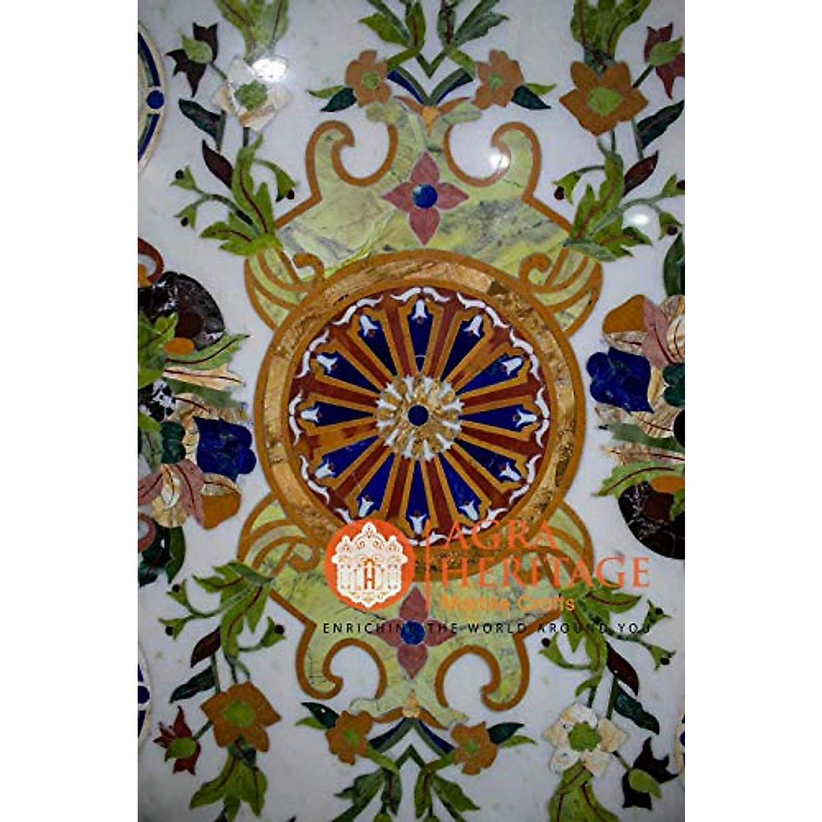 White Marble 60"x36" Dining Furniture Table Top Italian Inlay Handmade Art Living Restaurant Decor