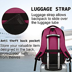 Laptop Backpack,Business Travel Anti Theft Slim Durable Laptops Backpack with USB Charging Port,Water Resistant College Computer Bag for Women & Men Fits 15.6 Inch Laptop-Rose Red
