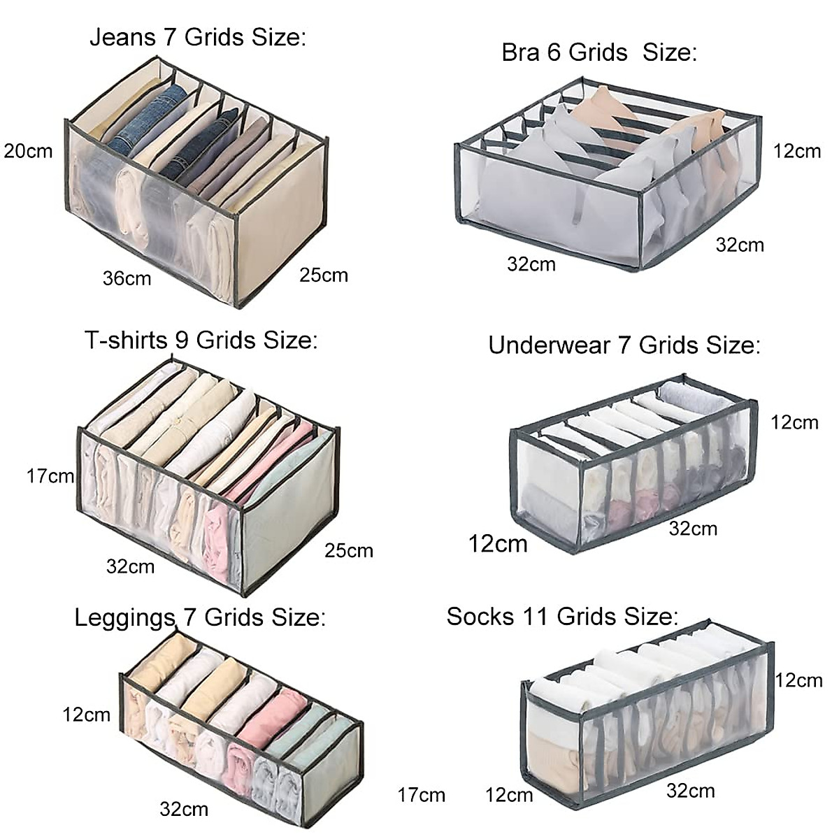 Wardrobe Clothes Organizer - Portable Closet Organizers for Jeans, T-shirt, Leggings, Socks, Storage Containers Baskets with Multiple Layers , Save Space Clothing Storage Bins