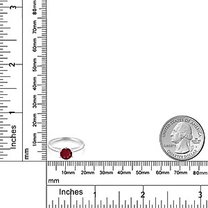 Gem Stone King 14K White Gold Red Ruby Women Engagement Solitaire Ring (1.00 Cttw, Round 6MM, Gemstone Birthstone, Available In Size 5,6,7,8,9)