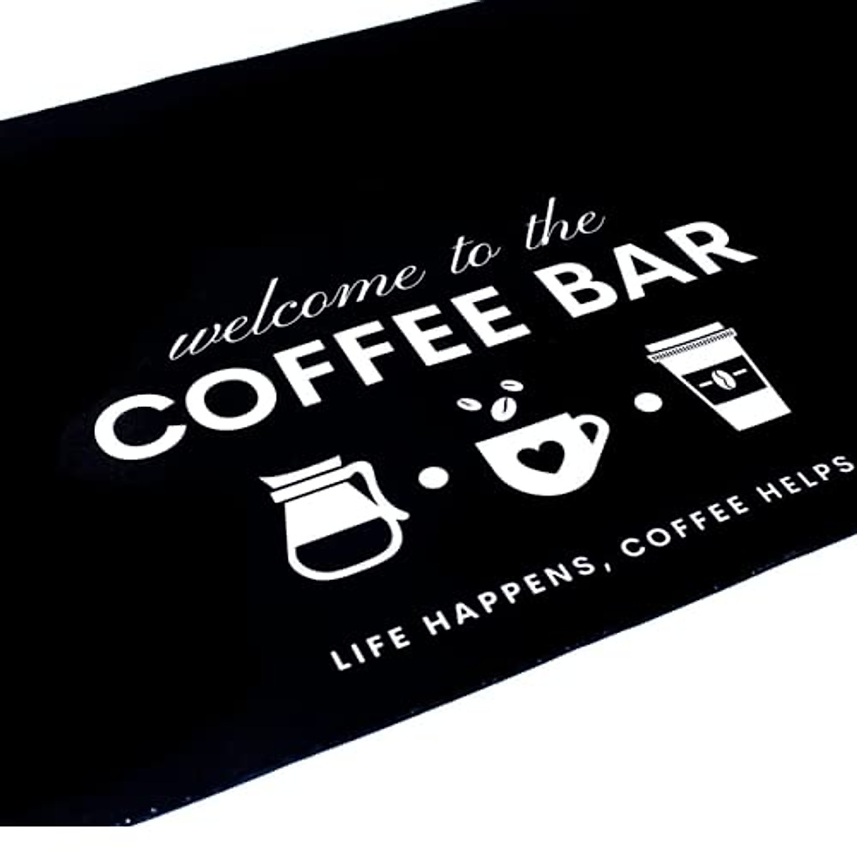 Coffee Mat, Coffee Bar Mat for Coffee Bar Countertop , Coffee Pot Mat for Countertop & Coffee Spills, Coffee Mat for Coffee Station Organizer, Coffee Maker Mat Black Coffee Mat