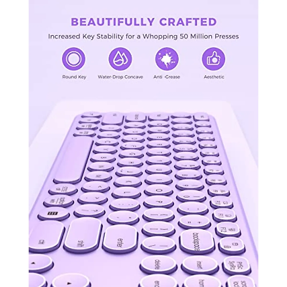Purple Keyboard and Mouse Wireless, PEIOUS Cute Wireless Keyboard and ...