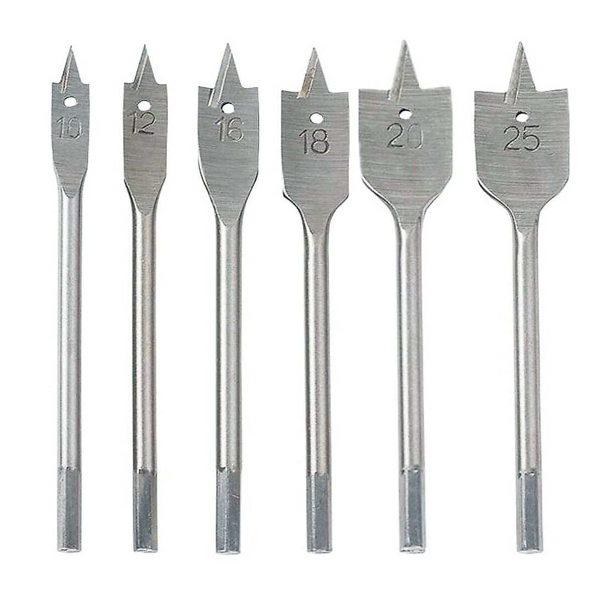 Taladro plano para madera, taladro plano de tres puntos para carpintería, 5 piezas, broca plana de pala de madera de 13 mm, plateado, para taladros eléctricos, taladros recargables