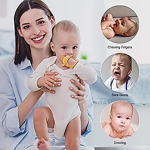 AIXMEET Baby Teething Toys, Soft Silicone Baby Teether Toys for 0-6 Months, Anti-Drop Hand Wrist Wearable Teether, Chew Toys for Sucking Needs, Baby Mitten Teether for Soothing Sore Gum,Pink