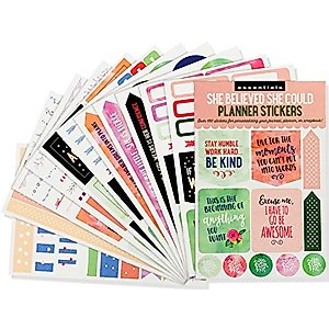 Essential Weekly Planner Stickers - She Believed She Could (Set of 160 Stickers)