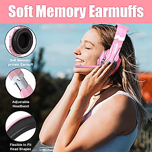 BENGOO G9000 Professional Gaming Headset for PS4, PC, Xbox One Controller, Noise Cancelling Over Ear Headphones with Mic, LED Light, Bass Surround, Soft Memory Earmuffs for Laptop Nintendo - Pink