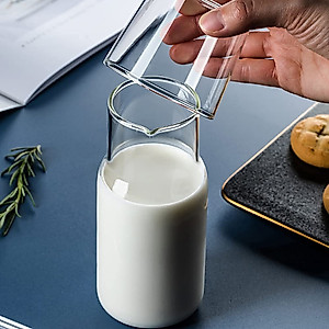 ZILJJ 500ml Bedside Water Carafe Set with Tumbler Glass Set for Bedroom Nightstand, Glass Mouthwash Bottle for Bathroom,Clear Glass Juice Water Pitcher,Night Water Carafe with Cup Set (17.5 oz)