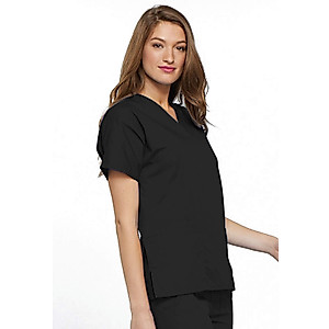 Cherokee womens V Neck medical scrubs shirts, Black, X-Large US