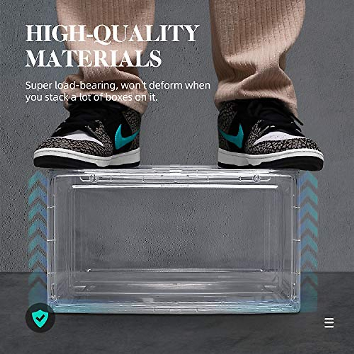 Zoknes Storage-Stackable shoe box Organizer-Containers shoe box with magnetic suction plastic transparent shoe box side shoe display box Stackable Shoe with Clear Door for Sneakers,3-pack