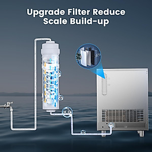 Commercial Ice Machine, 450 Lbs/24H, Under Counter Ice Machine with 120 Lbs Storage, Stainless Steel Freestanding ice Maker Machine Ice Cube Ready in 8-12 Mins, Self Cleaning with Water Filter