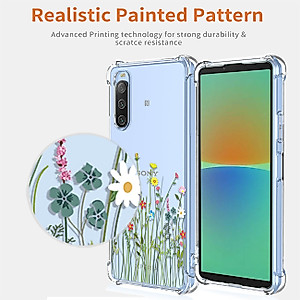 GTBDEKI Phone Case for Xperia 10 IV 5G Case, Sony 10 IV XQ-CC54 XQ-CC72 Case, Clear Case with Flower Garden Patterns Protective Phone Cover for Sony Xperia 10 IV Flower Bouquet