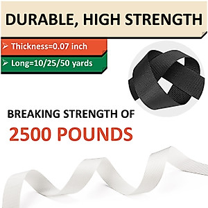 DEYACE 2 Inch Nylon Webbing Strap with Plastic Tri-Glide Slide Clips, 10 25 50 Yards Heavy Duty Nylon Strapping for Indoor or Outdoor Gear, DIY Crafting, Repairing (White, 2" x 10 Yards)
