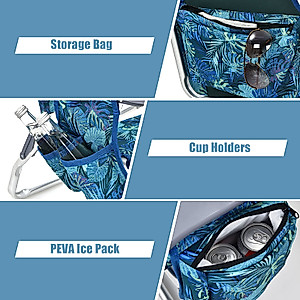 Giantex Folding Camping Chair 3 PCS Beach Chair and Aluminum Table Set, Patio Sling Chairs with 5 Adjustable Position, Backpack Lawn Chair for Fishing, Travelling Sunbathing Chairs Set