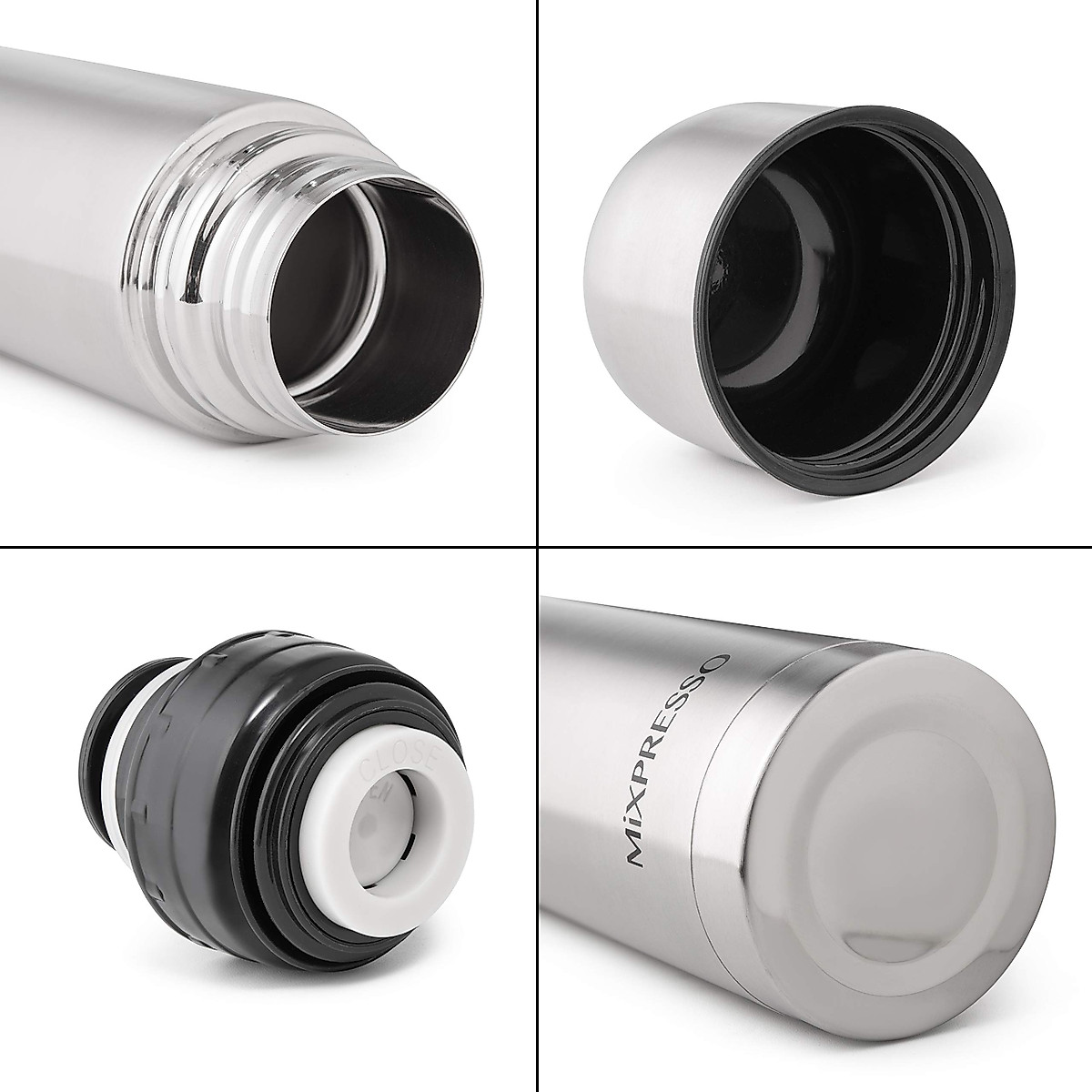 Mixpresso Coffee Flask +Coffee Mug, Stainless Steel Coffee vacuum flask For Hot Coffee or Cold Tea Fits Car Caddy or Backpack, Leak Proof Travel Mug, 17 Ounce Coffee Thermos