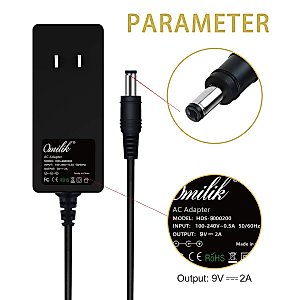 Omilik 9V AC to DC Adapter Compatible with ProForm Upright Bikes and Hybrid Trainer Elliptials NordicTrack GX 2.5 GX 2.7 GX 4.5 GX 4.7 E 5.9 Power Supply Cord- (Note: 9V NOT 6V)-6 Feet Long