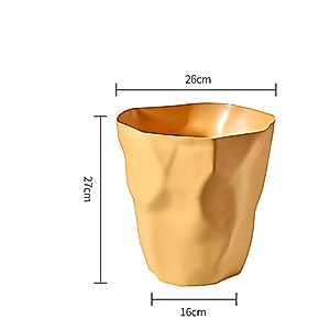 Wansan Irregular Trash Can Trash Can Plastic Trash Can Trash Can Fashion Simple Office Trash Can Without Lid, Kitchen Home Office Bedroom Office-yellow, 26x27x16cm