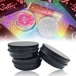 12 Pack 2 oz Aluminum Tin Jar 60 ml Round Refillable Containers,Black Aluminum Cosmetic Sample Containers with Screw Lid for Spice,Salve,Powder or Candies