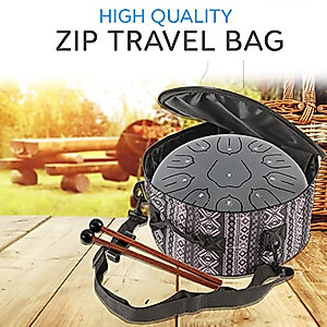 Premium Cast Iron Steel Tongue Drum 12” 11 Notes, C Major Drum Percussion for Meditation Yoga Musical Education with Mallets and Finger Picks Best Gift for Adults and Beginner Children, Gray