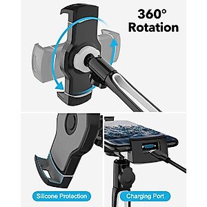 AboveTEK Tablet Stand, Multi-Angle Adjustable iPad Stand Holder, 360° Swivel iPad Stand Aluminum Desk Mount Fits 4”-11"(Diagonal) iPad/Mini/Air/Pro for Business Kiosk Office – Black