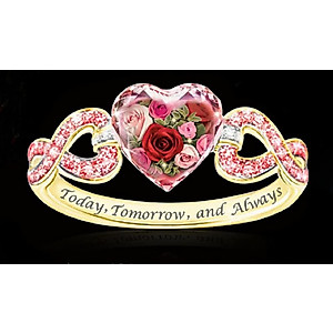 Awmnjtmgpw 18K Rose Gold Pink Gem Diamond Set Cubic Zircon Diamond Ring Rose Heart-Shaped Wreath Engagement Ring Valentine's Day Gift Women's Precious Jewelry Size 6-10 (Size 9)