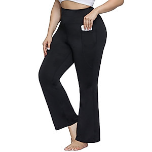 Hanna Nikole Workout Pants with Pockets High Waist Yoga Pants for Women Plus Size 24W Black