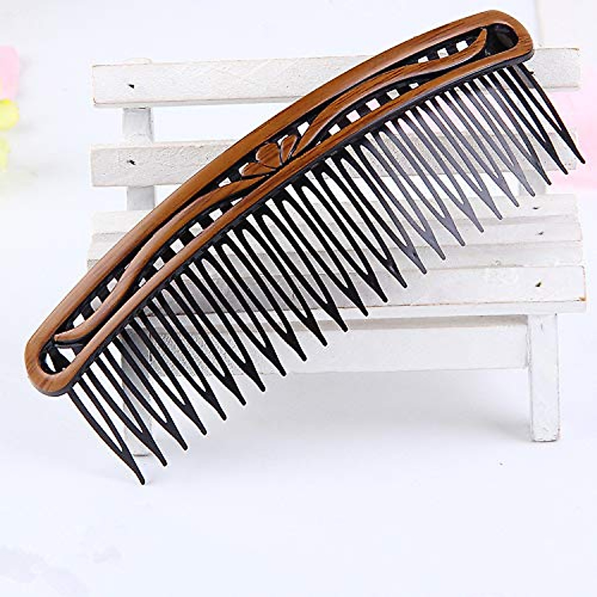 ShungFun Women Hair Side Comb Retro Wooden Hair Comb Pin Clips Hair Fork Pigtail Holders for Hair Styling Accessories