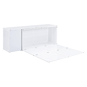 Murphy Bed with Rotable Desk,Queen Size Space-saving Platform Bed Frame with Storage Desk for Bedroom,Easy to Assembly, No Need Spring Box (White)