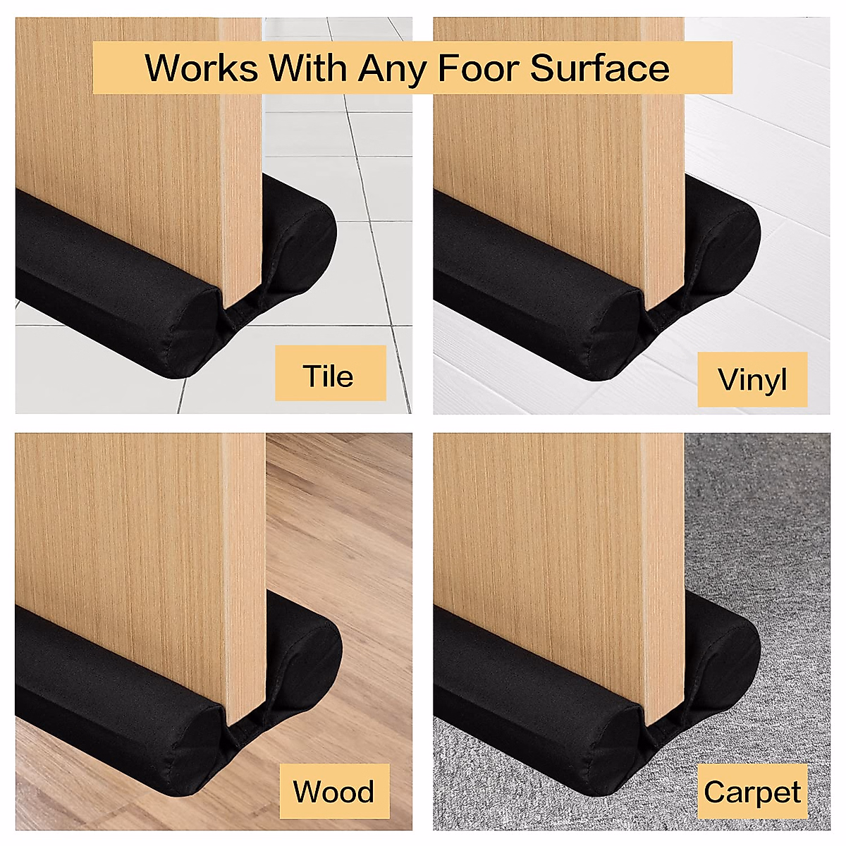 Door Draft Stopper, Under Door Draft Blocker Adjustable Door Sweeps Size 32 " to 36", Reduce Noise Breeze Cold Air Draft Guard, Cover Door Gap UP to 1.5", Machine-Washable & Energy Saving
