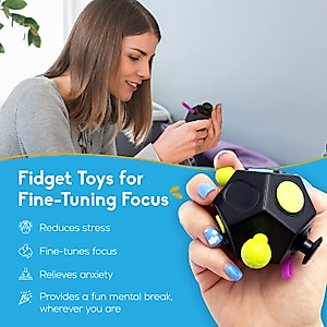 PILPOC theFube Fidget Cube - Deluxe Authentic Fidget Toys for Adults & Kids - Premium Protective Case, Stress Cube, Anxiety Toys, ADHD, OCD, Autism (Green & Mix)