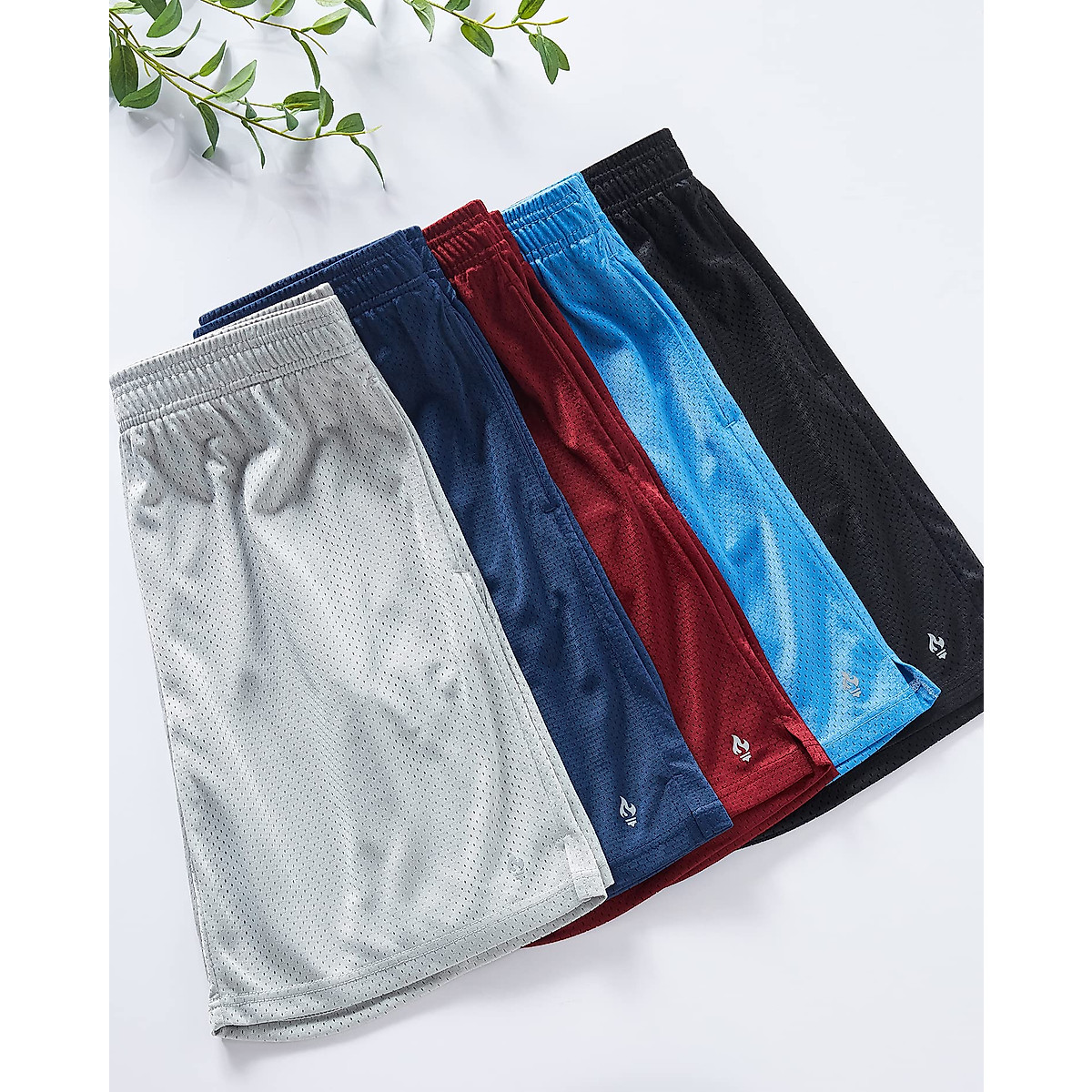 5 Pack: Mens Athletic Shorts, 9" Mesh Basketball Shorts Men Active Gym Shorts with Pockets (Set 1, X-Large)