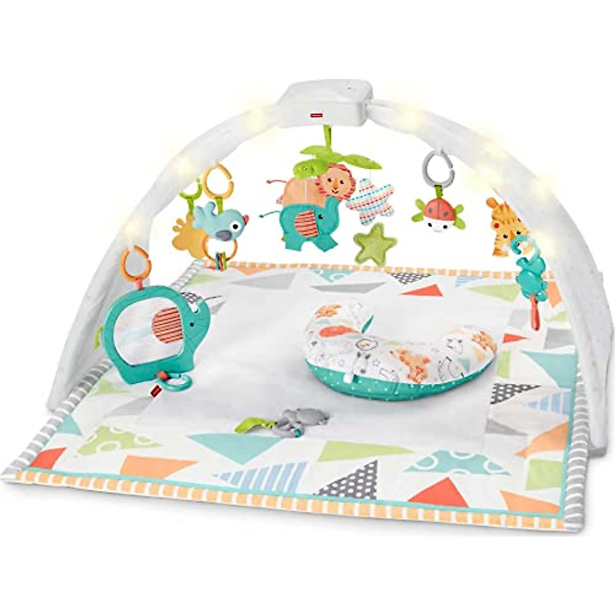 Fisher-Price Safari Music & Lights Gym Tummy Time Playmat with Take-Along Toys for Newborns from Birth and Older