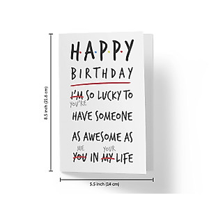 Karto - Funny Birthday Card for Him Her, Large 5.5 x 8.5 Happy Birthday Card for Husband Wife, Birthday Card for Boyfriend Girlfriend - Happy Lucky