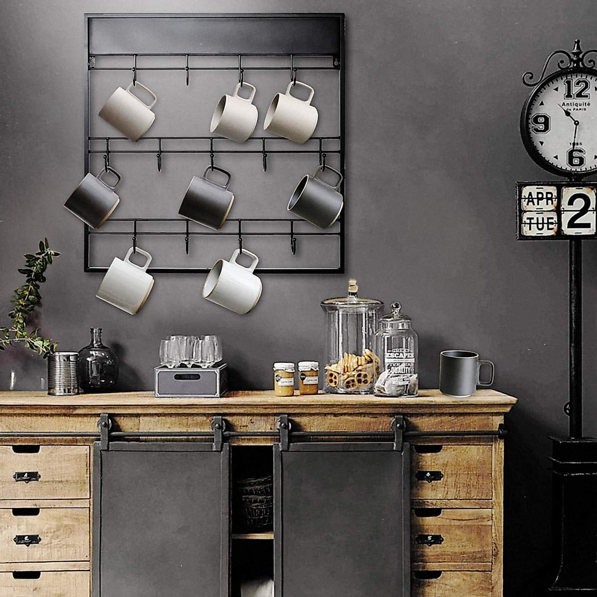 Qiang Ni Coffee Mug Holder - Wall-Mounted Cup Rack Hanger with Organizer Your Coffee Bar