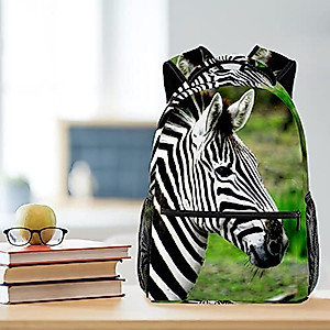 Zebra Pattern Large Backpack for Boys Girls SchoolBag with Multiple Pockets Canvas, 29.4x20x40cm/11.5x8x16 in