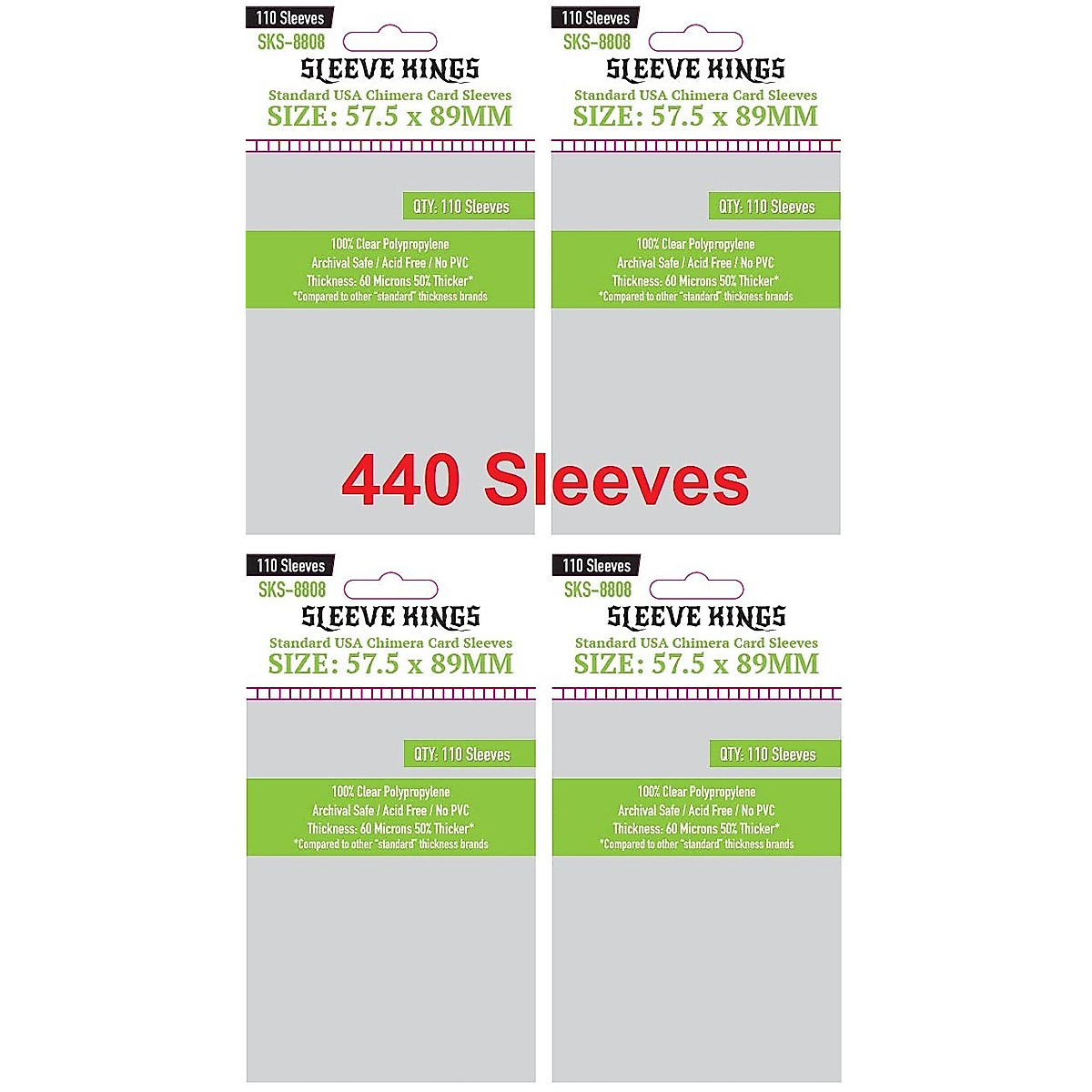 Sleeve Kings Standard USA Chimera Card Sleeves 57.5 X 89 mm (4x110 Pack, 440 Sleeves)