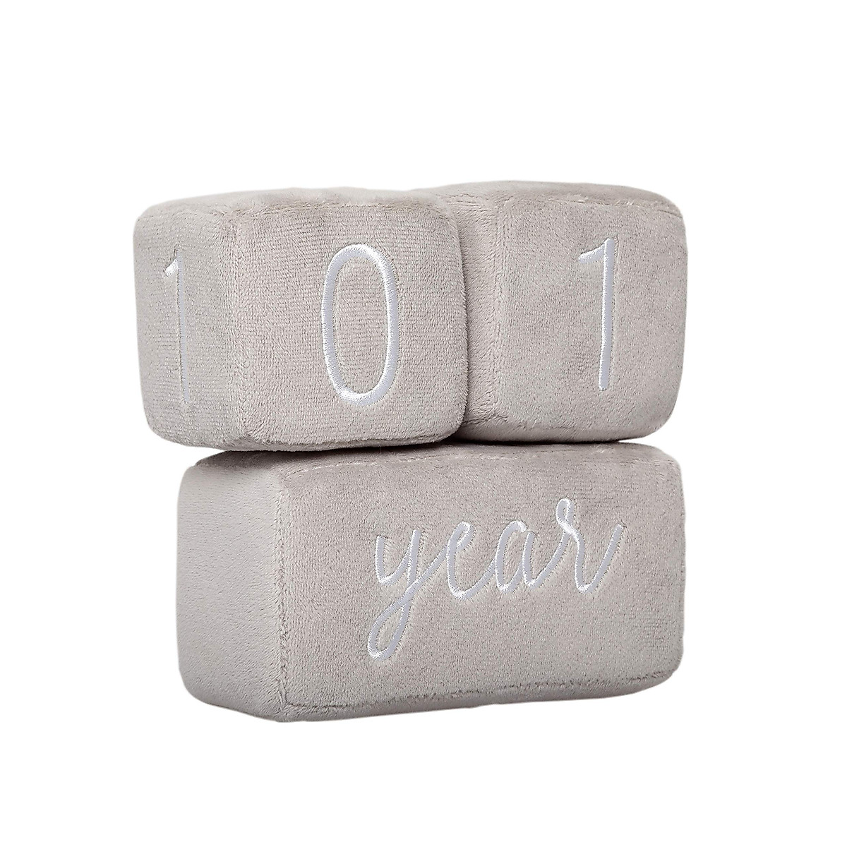 Pearhead Baby Plush Photo Sharing Milestone Age Blocks, Picture Prop, Set of 3 Blocks, Gray