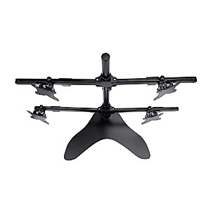 Monoprice Quad Monitor Free Standing Desk Mount - Height Adjustable, for 15-30 Inch Monitors, Black