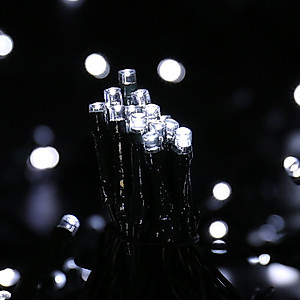 Qedertek Solar String Lights, 72ft 200 LED Fairy Lights, 8 Modes Ambiance Lighting for Outdoor, Patio, Lawn, Landscape, Garden, Home, Wedding (2 Pack, Cool White)