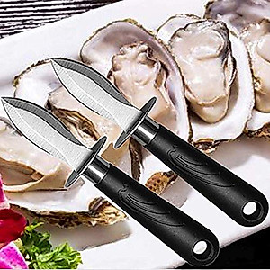 Oyster Shucking Knife Clam Knife Shucker Shellfish Seafood Opener with Non Slip Handle and Level 5 Protection Food Grade Cut Resistant Gloves(XL)