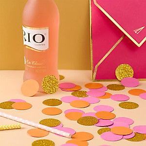 Hot Pink Orange and Gold Confetti Table Decoration for Baby Shower Valentine's Day Bachelorette Fall Autumn Thank's Giving Party,1.2 inch in Diameter,200 Counts