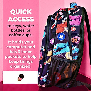 Reflections by Zana Cuties Backpack for African American Nurses, Students, And Healthcare Workers - Durable & High-Capacity Carry Laptops up to 17 Inches - Black