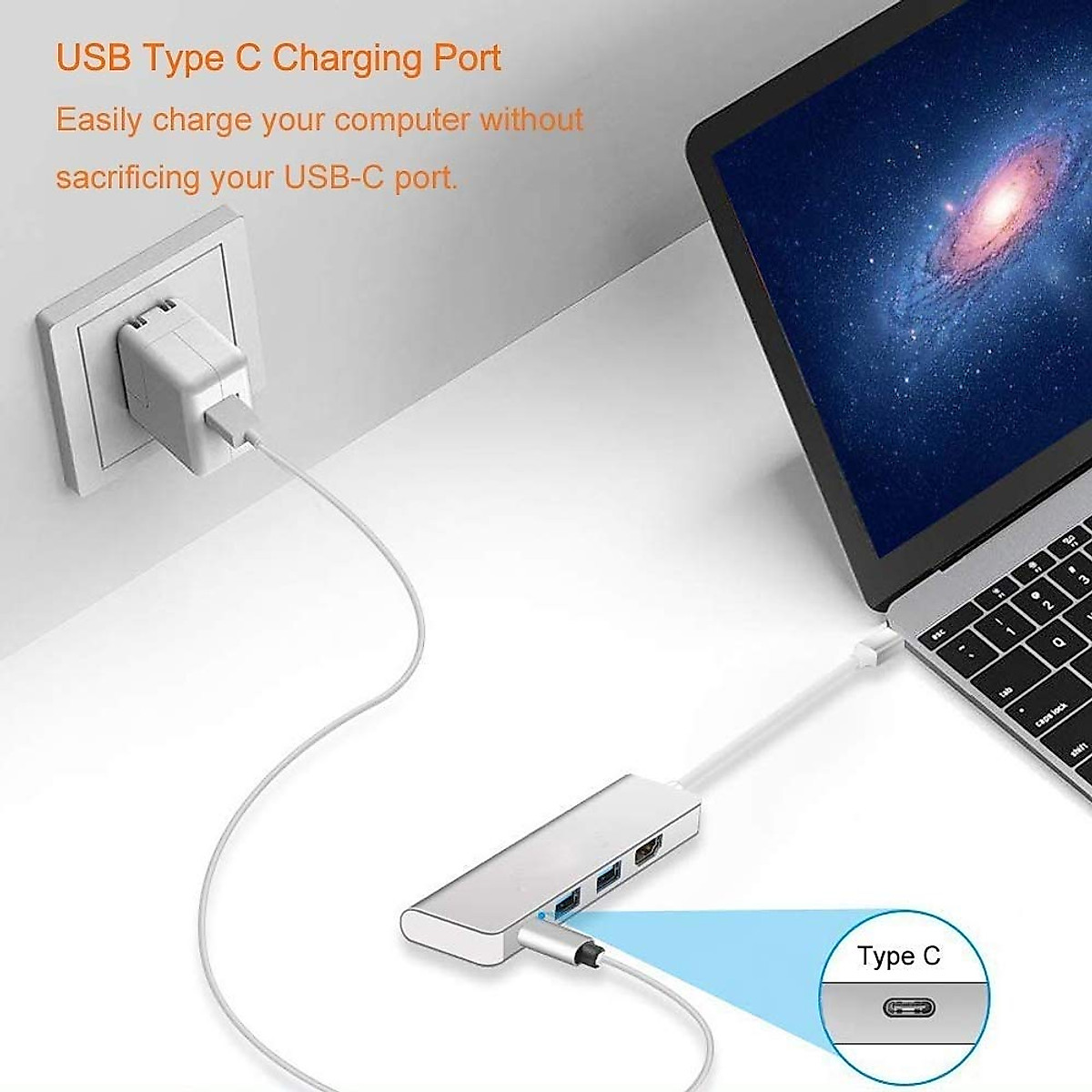 PANUSBGHUB 4 in 1 Type C Hub with HDMI USB 3.0 Adapter for MacBook Hub USB Computer Peripherals USB Type C HDMI for MacBook Pro Air