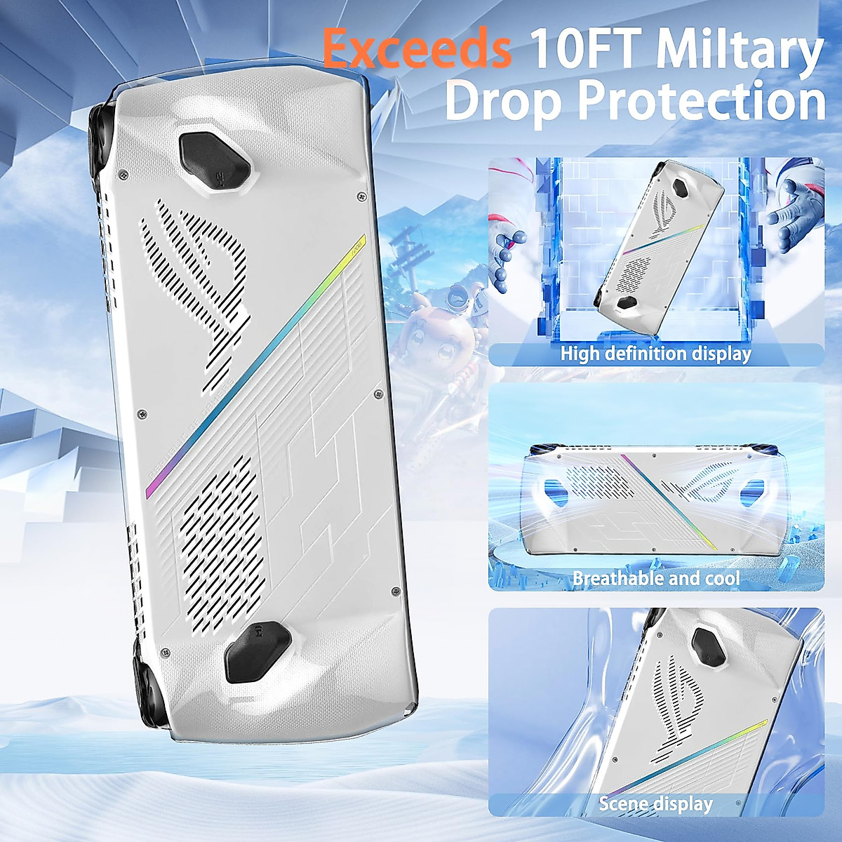 KSKSPE Case for ASUS ROG Ally Gaming Handheld, Silicone Protective Skin Sleeve, Anti-Slip & Scratch Cover for ROG Ally Gaming Handheld-Clear