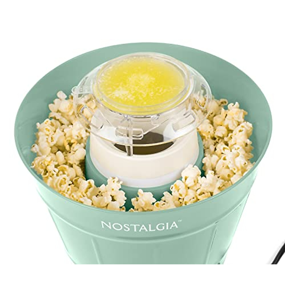 Nostalgia Hot Air Electric Popcorn Bucket with Lid, 24 Cup, Healthy Oil Free Popcorn with a Removable Serving Bucket for Easy Snacking, Sage