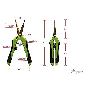 Viagrow Pruning Shear with Titanium Coated Straight Precision Blades, Hand Pruner for Gardening, Green, 3-Pack