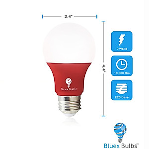 4 Pack LED Red and Green Light Bulbs - 120V E26 Base 9 Watt (60-watt Replacement) - Red and Green Bulbs for Party Decoration, Porch, Home Lighting, Christmas