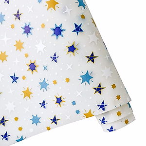 ONEART | Blue Style Soft Slightly Transparent Jelly Vinyl 12" x 53"(32 x 135cm) Star Printed PVC Fabric for Handbags Keychains Making