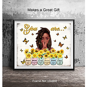 Faith God African American Wall Art Poster - Black Art - Christian Wall Decor- Black Girl Magic - spiritual Religious Wall Decor - Inspiration Christian Gifts for Women, African Americans, Black women