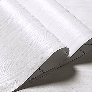 Abyssaly White Wood Contact Paper 35.4 in X 196 in Decorative Self-Adhesive Film for Furniture Real Wood Tactile Easy to Clean Perfectly Covers The Surface Without Passing Through The Primary Colors